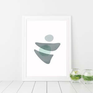 Gray & Mint Green Abstract Art Print, Mid Century Art, Minimalist Wall ...