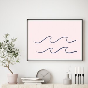 Waves Art Print, Light Pink Wall Art, Digital Art Print, Instant ...