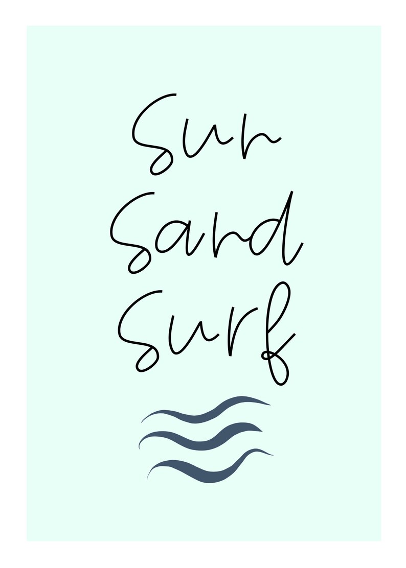 Sun Sand Surf Art Print Beach Inspired Wall Decor Coastal - Etsy