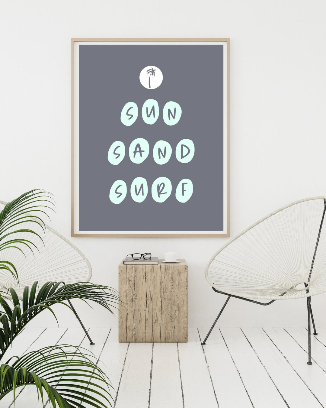 Sun Sand Surf Print, Palm Tree, Coastal Print, Beach Home Decor ...