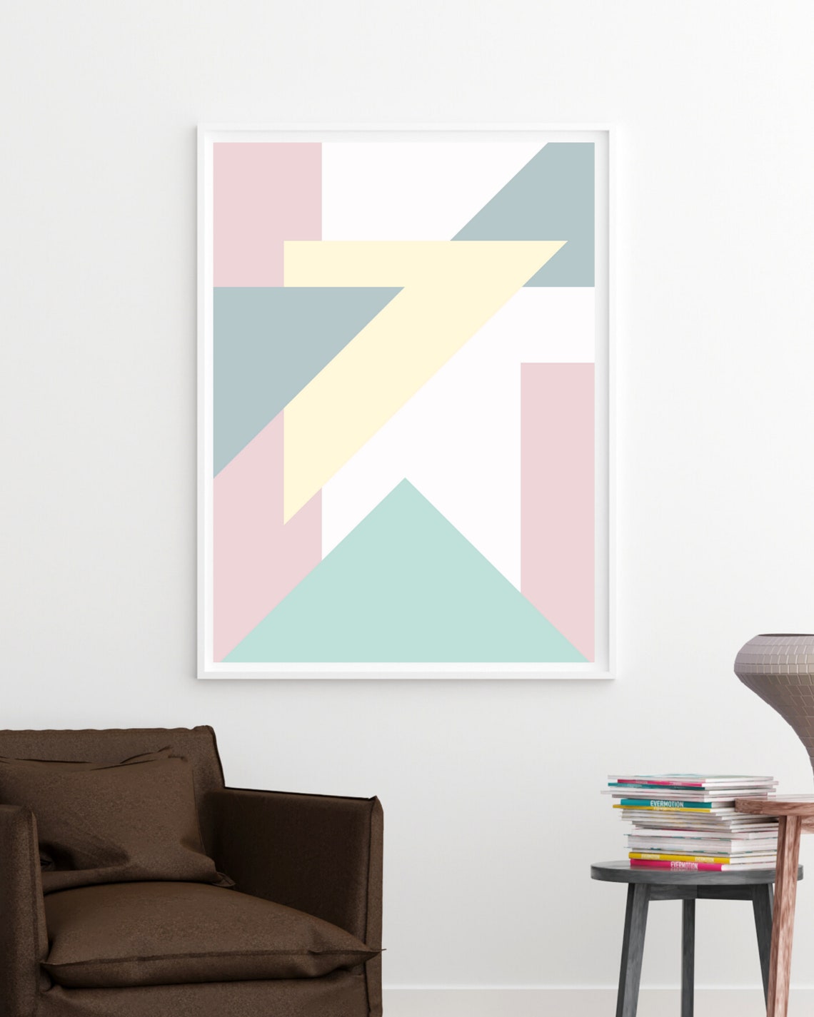 Geometric & Pastel Colored Art Print, Printable Wall Art, Instant ...