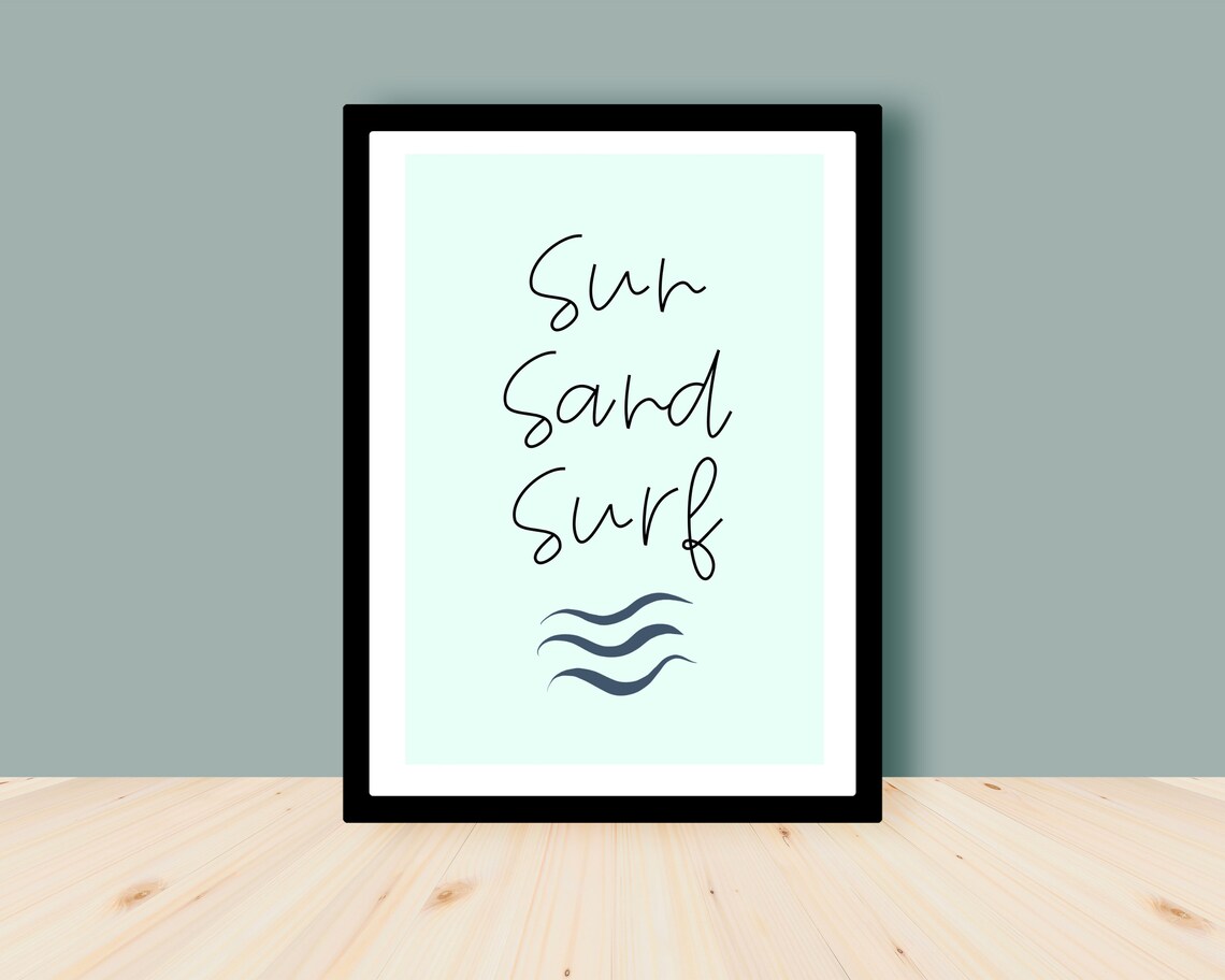 Sun Sand Surf Art Print, Beach Inspired Wall Decor, Coastal Art ...