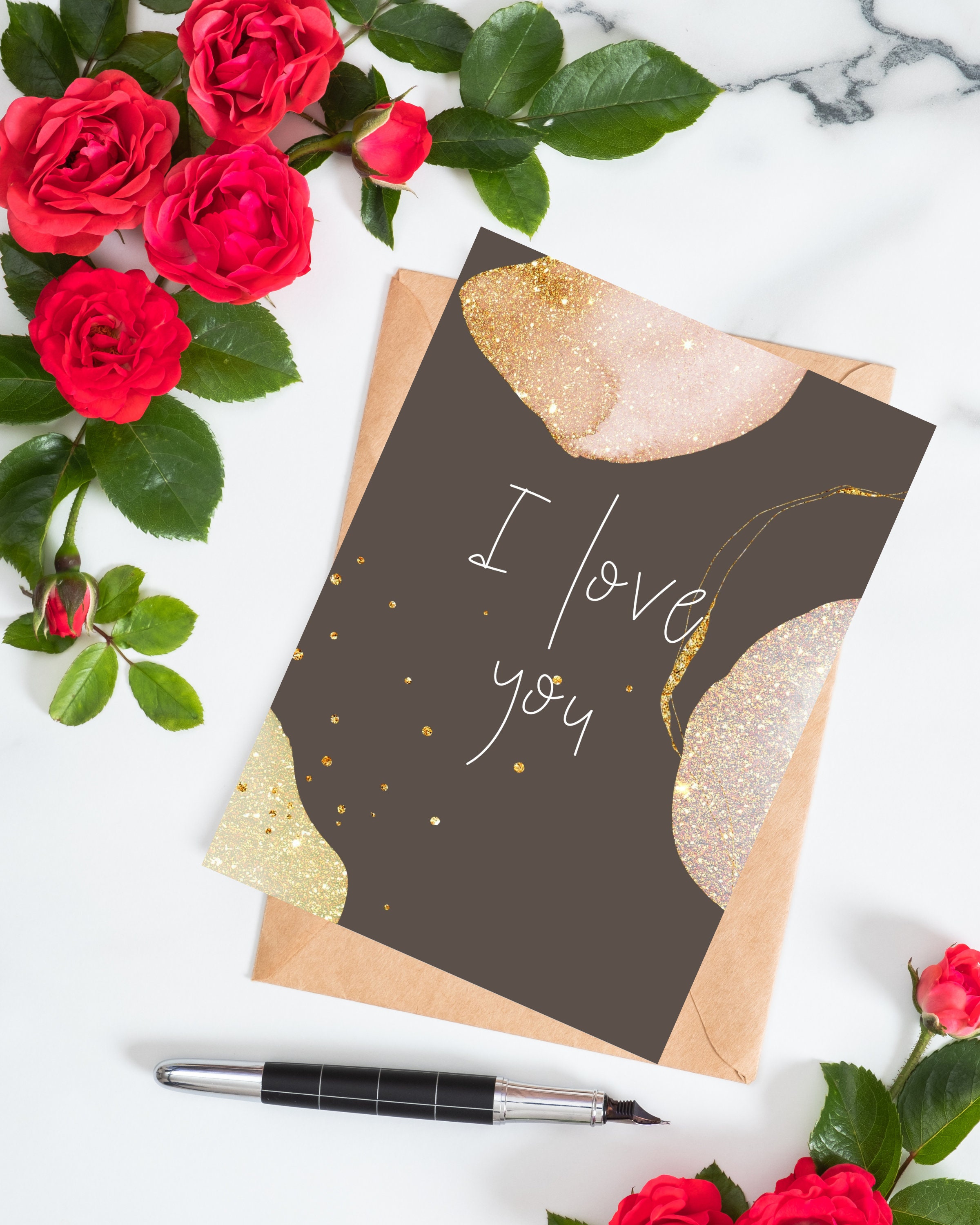 I Love You Valentine's Design, Digital Art Print, Printable Greeting ...