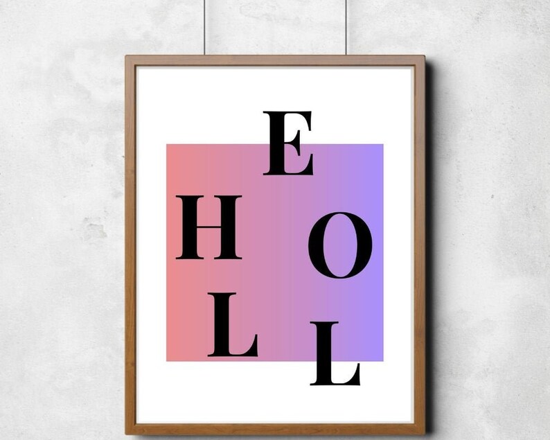 Hello Abstract Design Printable Art Piece, Bold Lettering, Bright and ...