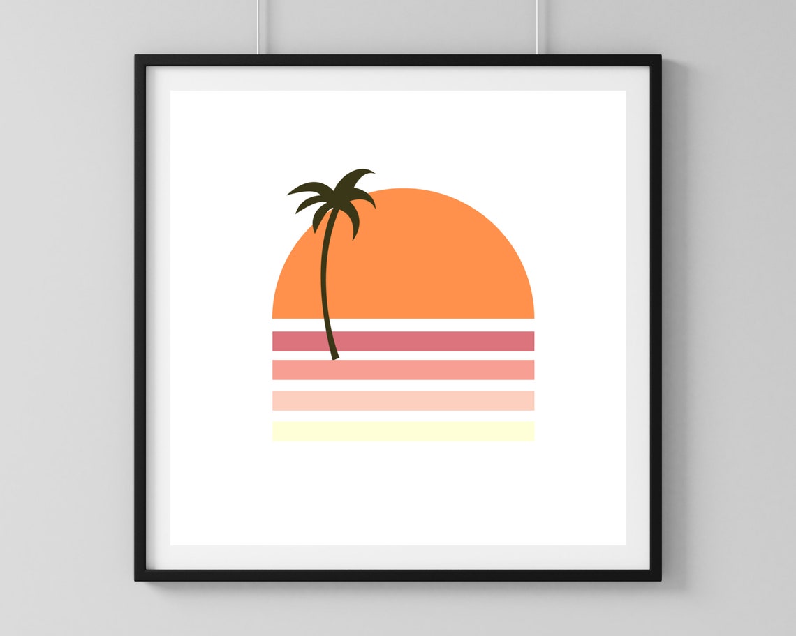 Palm Tree Art Print Modern Beach Design Coastal Decor - Etsy