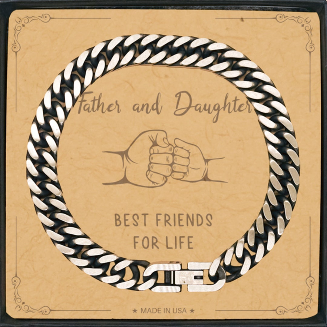Father Daughter Cuban Link Chain Bracelet, Dad Daughter Bracelet With ...