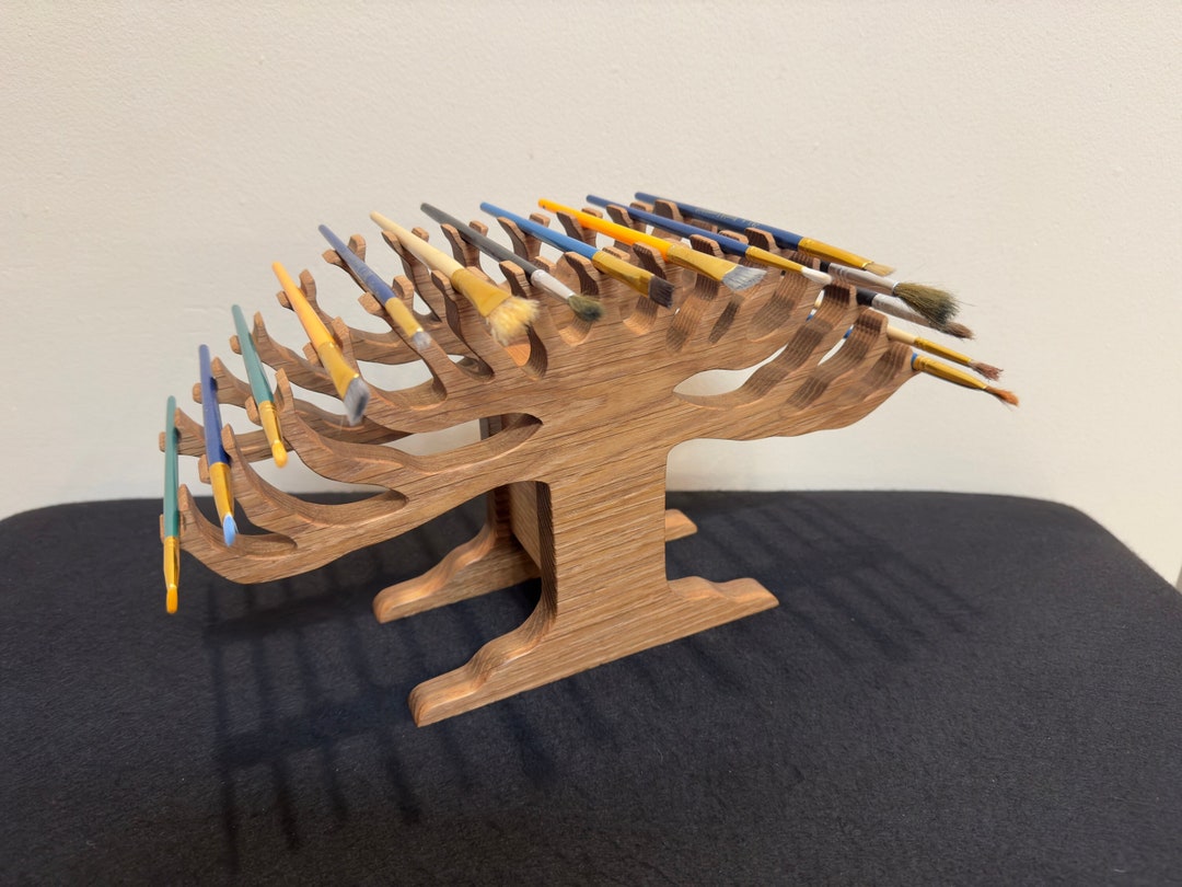 Paintbrush Stand - Red Oak Paintbrush Tree - Paintbrush Holder ...