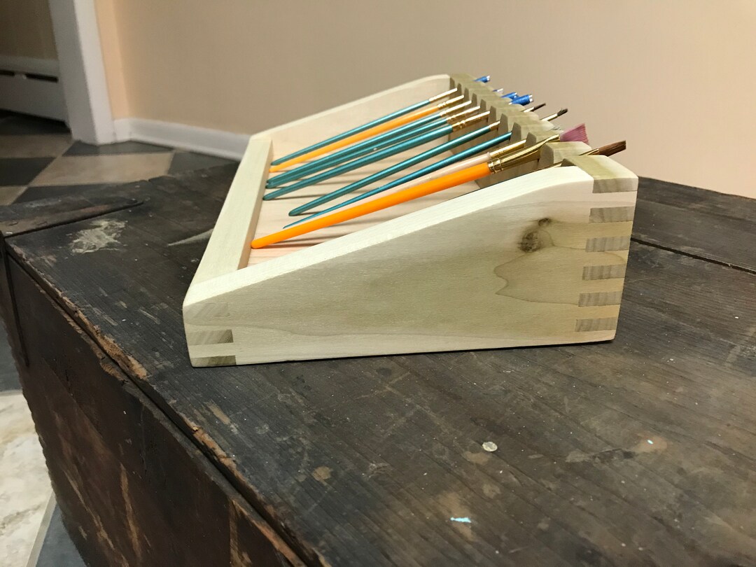 Paintbrush Workstation - Paint Brush Holder - Handmade Art Supplies ...