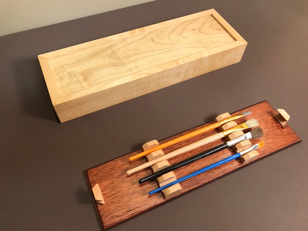Small Paintbrush Storage Case - Maple - Paintbrush Box - Paintbrush ...