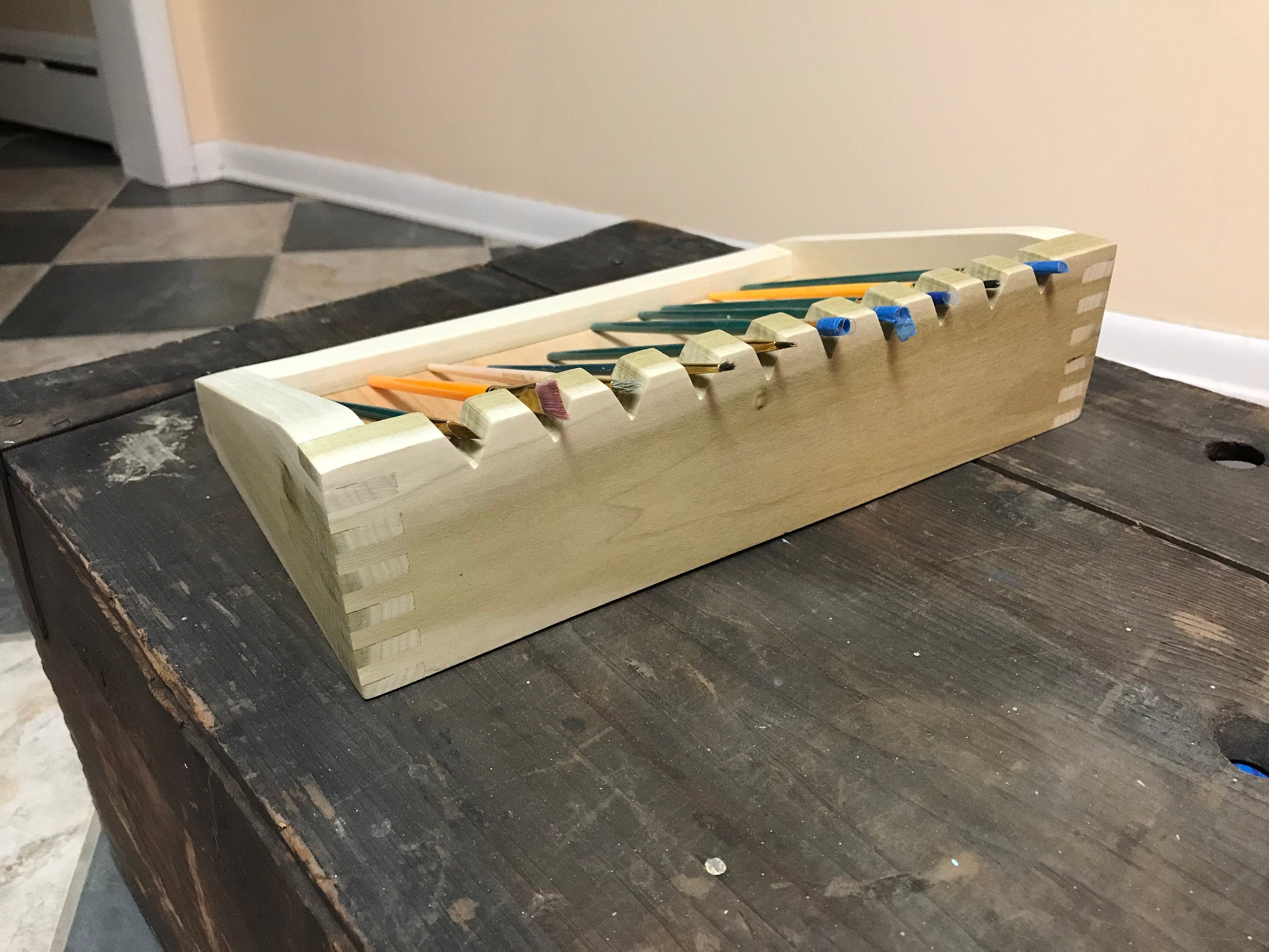 Paintbrush Workstation Paint Brush Holder Handmade Art Supplies ...