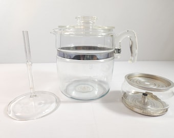 PYREX Flameware 9 Cup Glass Coffee Pot Coffee Percolator All Parts 7759 ...