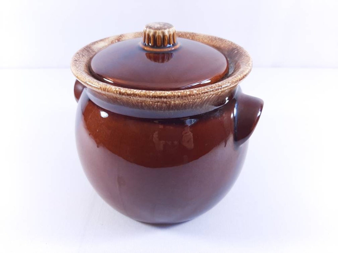 Vintage Hull USA Oven Proof Brown Drip Bean Pot Bowl Cookie Jar With ...