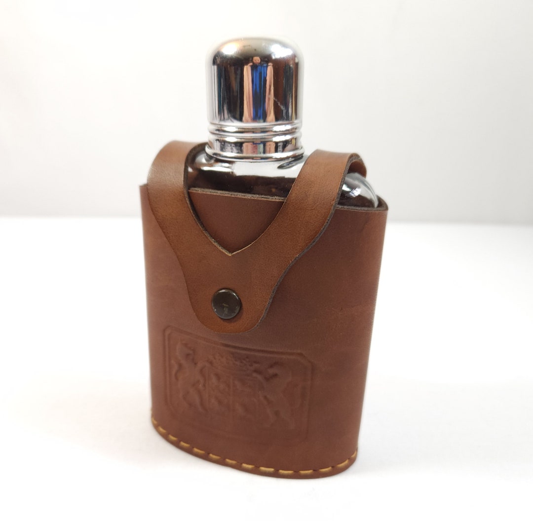 Vtg Flask in Leather Case by Irvinware, Astoria, NY, Made in USA, Never ...