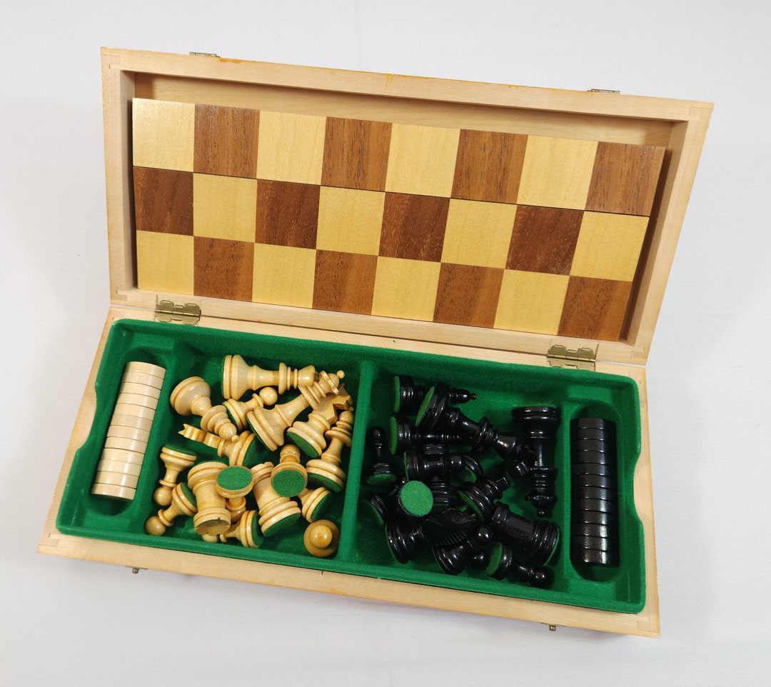 RARE 1950's West Germany Chess & Checkers Wooden Game Box - Etsy