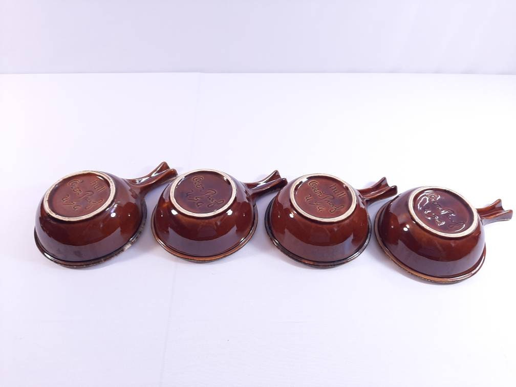 Vintage Hull French Onion Soup Bowls With Lid Set of 4 Oven Proof Made ...