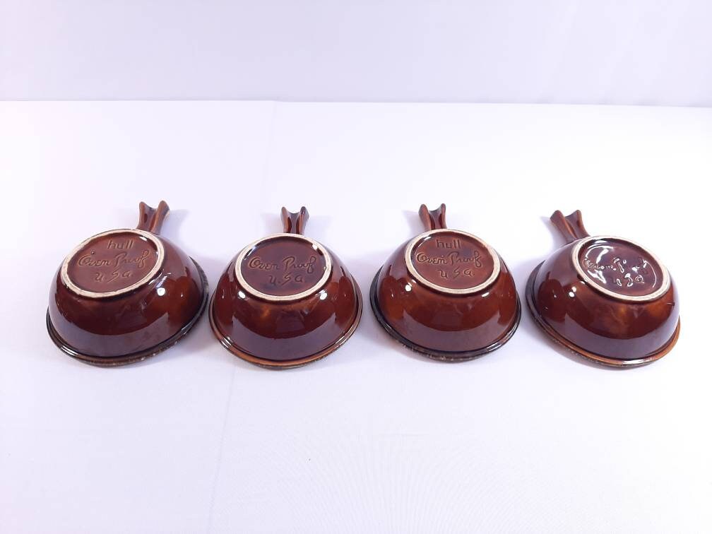 Vintage Hull French Onion Soup Bowls With Lid Set of 4 Oven Proof Made ...