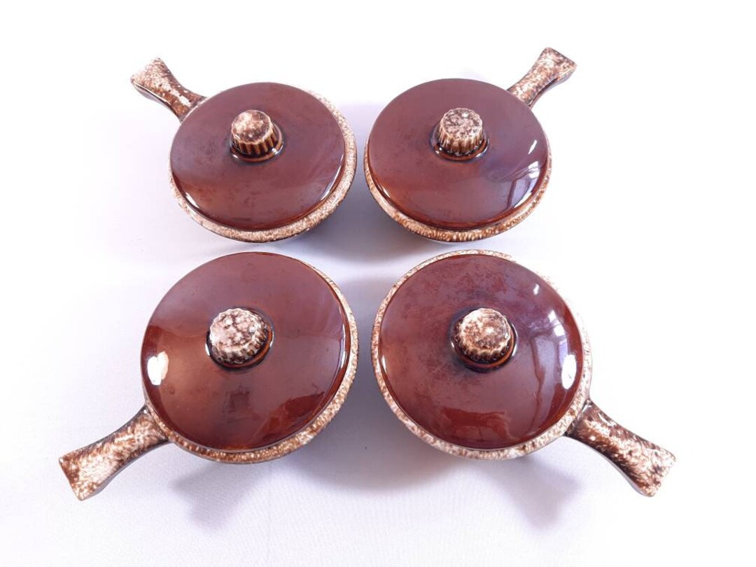 Vintage Hull French Onion Soup Bowls With Lid Set of 4 Oven Proof Made ...