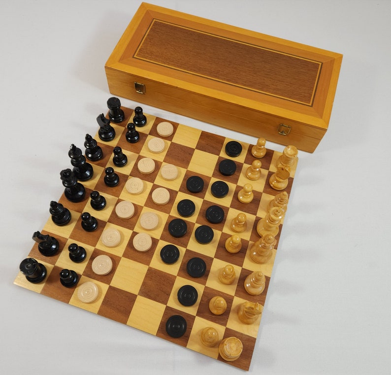RARE 1950's West Germany Chess & Checkers Wooden Game Box - Etsy