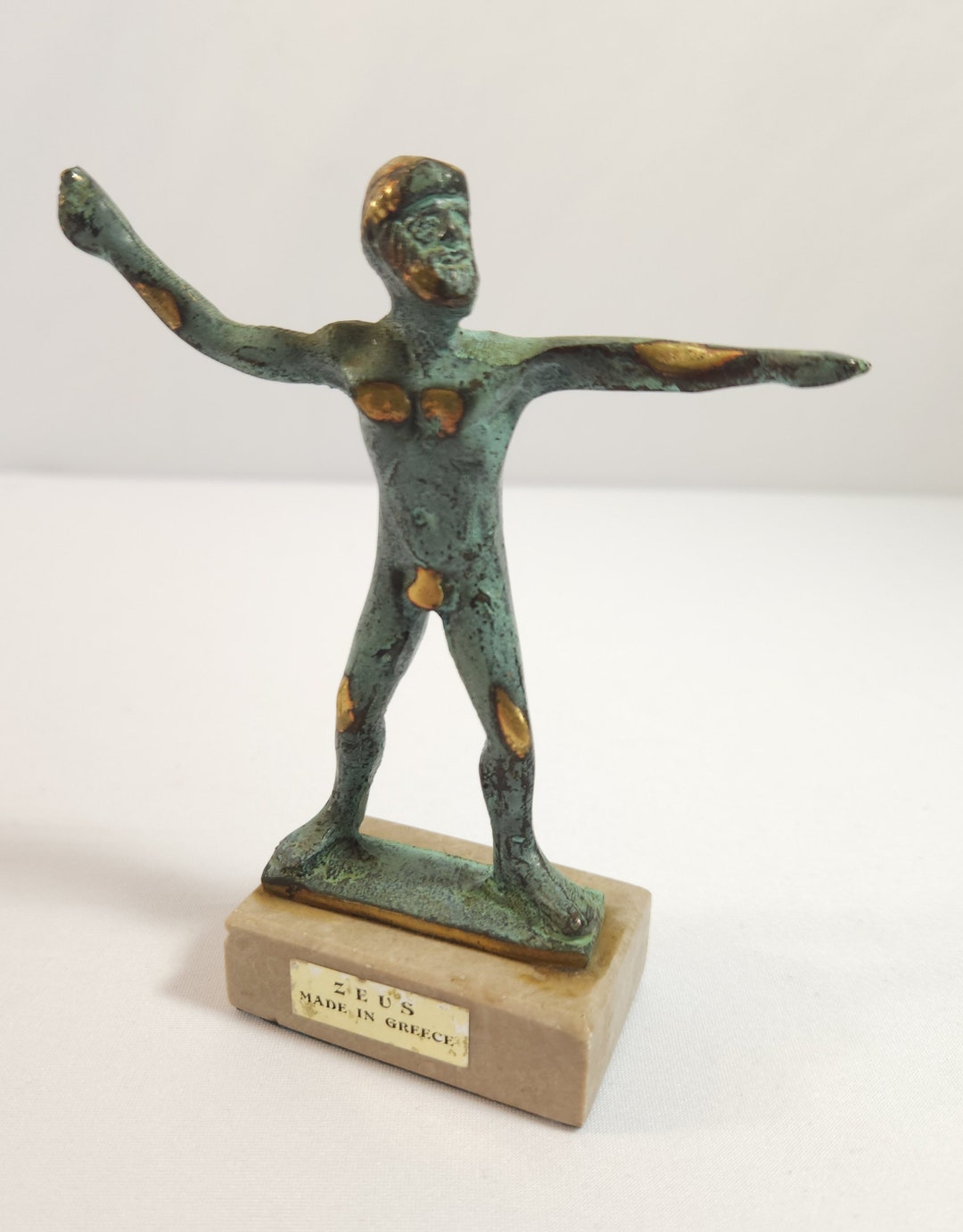 Vintage Zeus Statue God Greek Figure, Solid Bronze 5'', Made in Greece ...