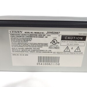Citizen JVHS3987 Vcr Hi-fi Stereo VHS Player, Works - Etsy