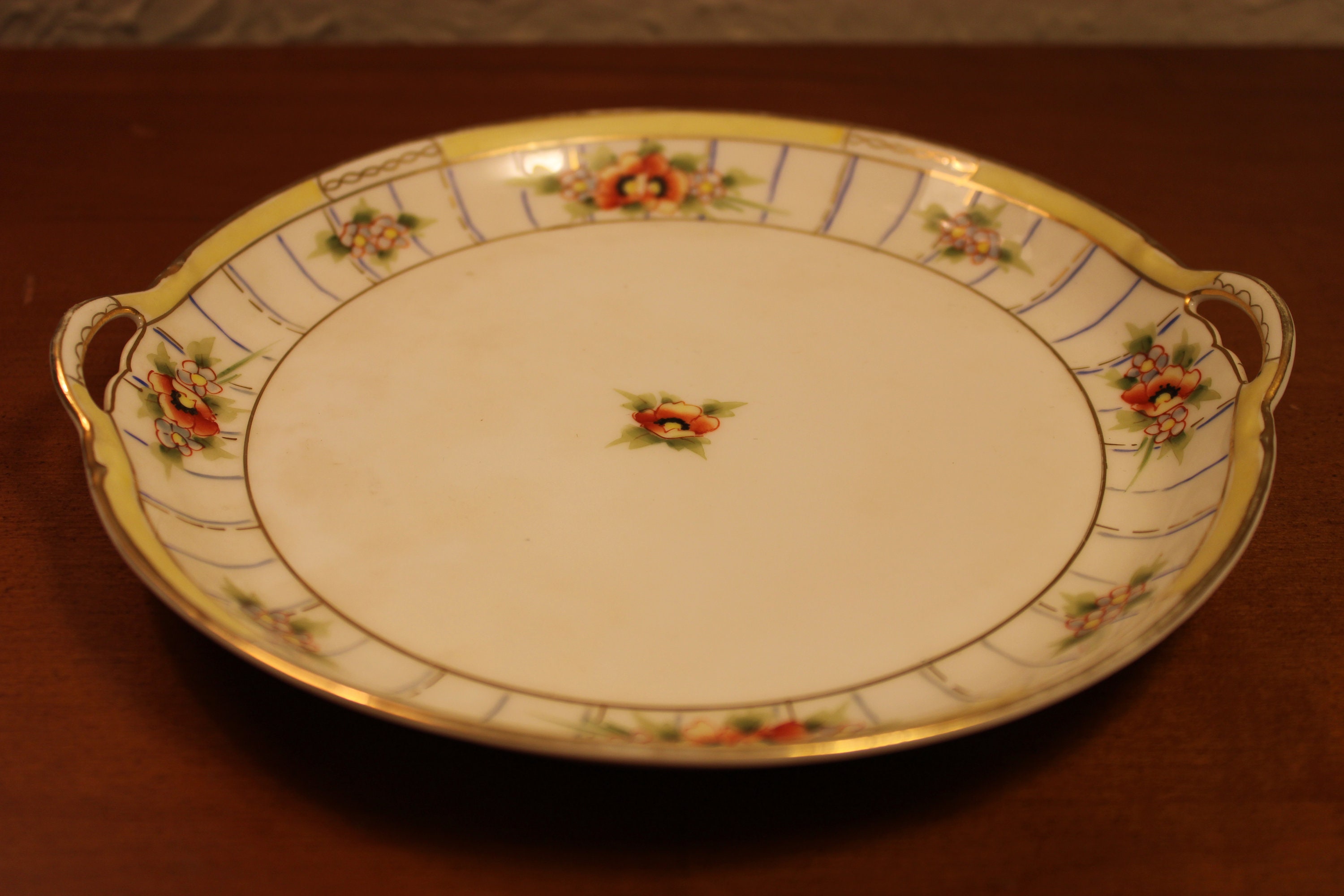 Antique Hand Painted Nippon Serving Plate With Handles - Etsy
