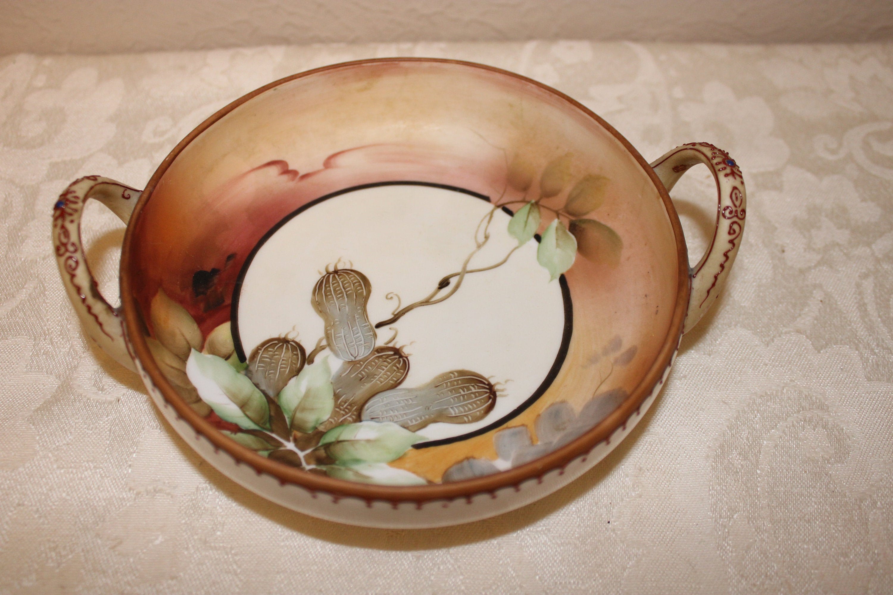 Antique Nippon Hand Painted Bowl Peanuts Nut Dish Serving Dish - Etsy
