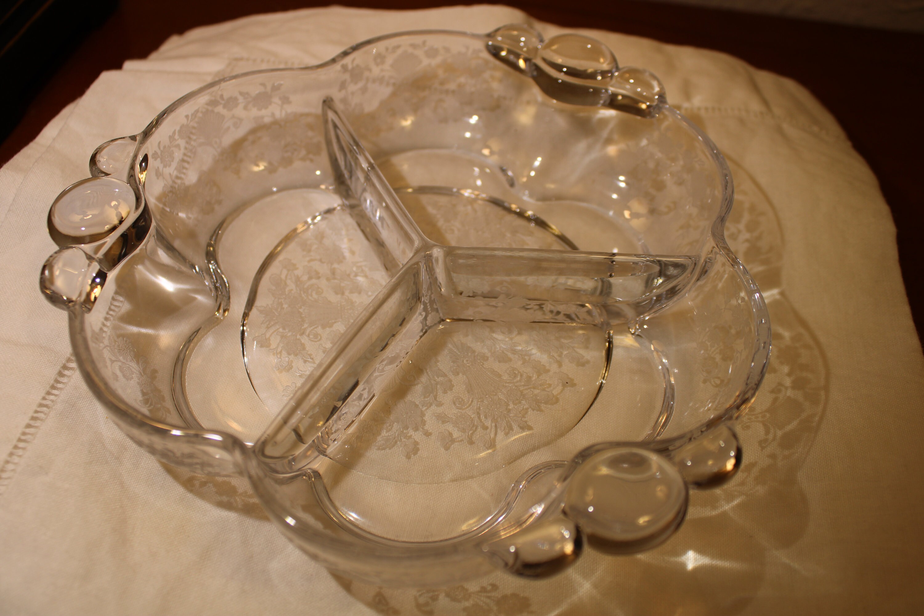 3 Sectioned Candy Dish With Lid first Love by Duncan and Miller - Etsy