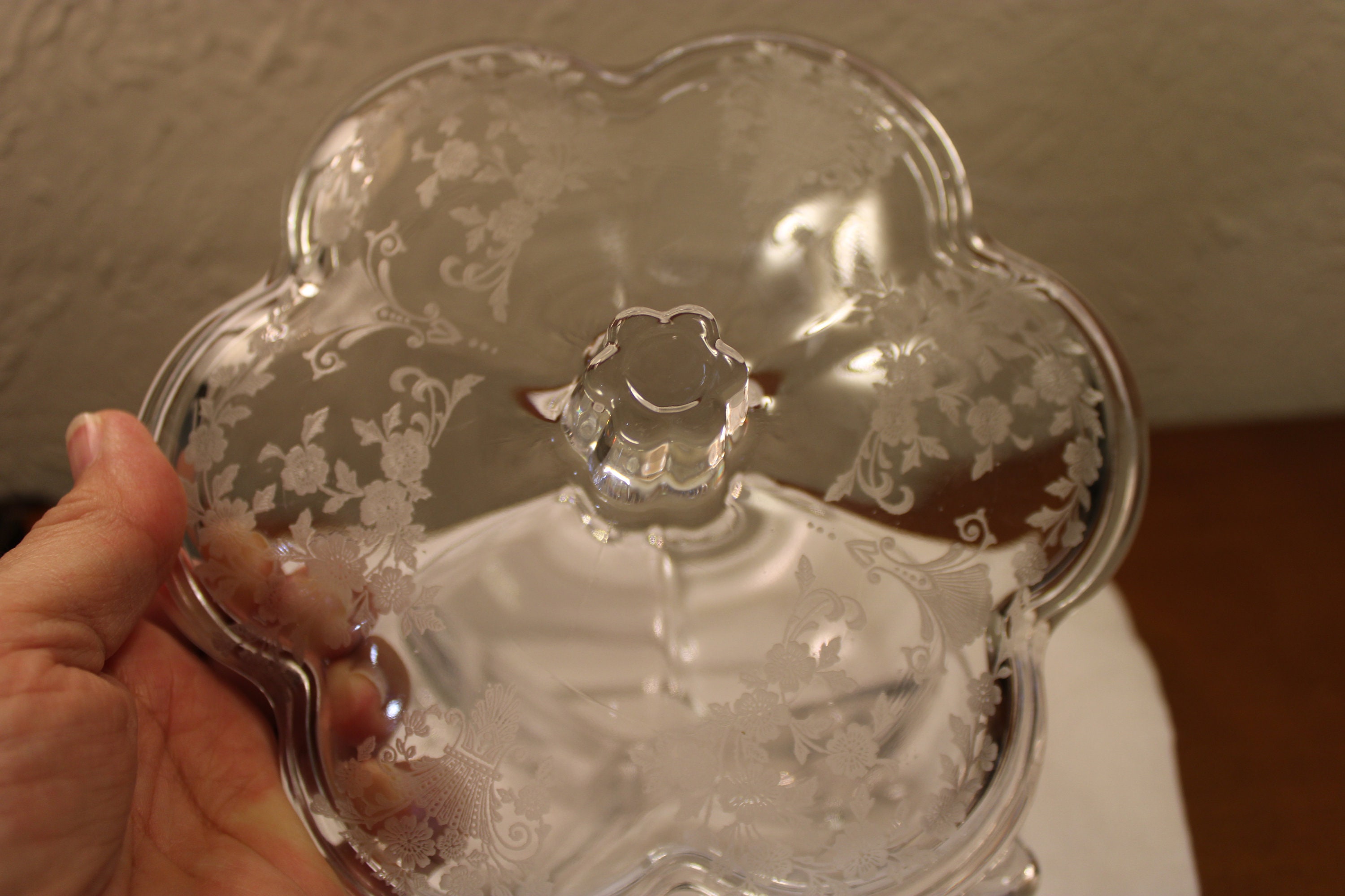 3 Sectioned Candy Dish With Lid first Love by Duncan and Miller - Etsy