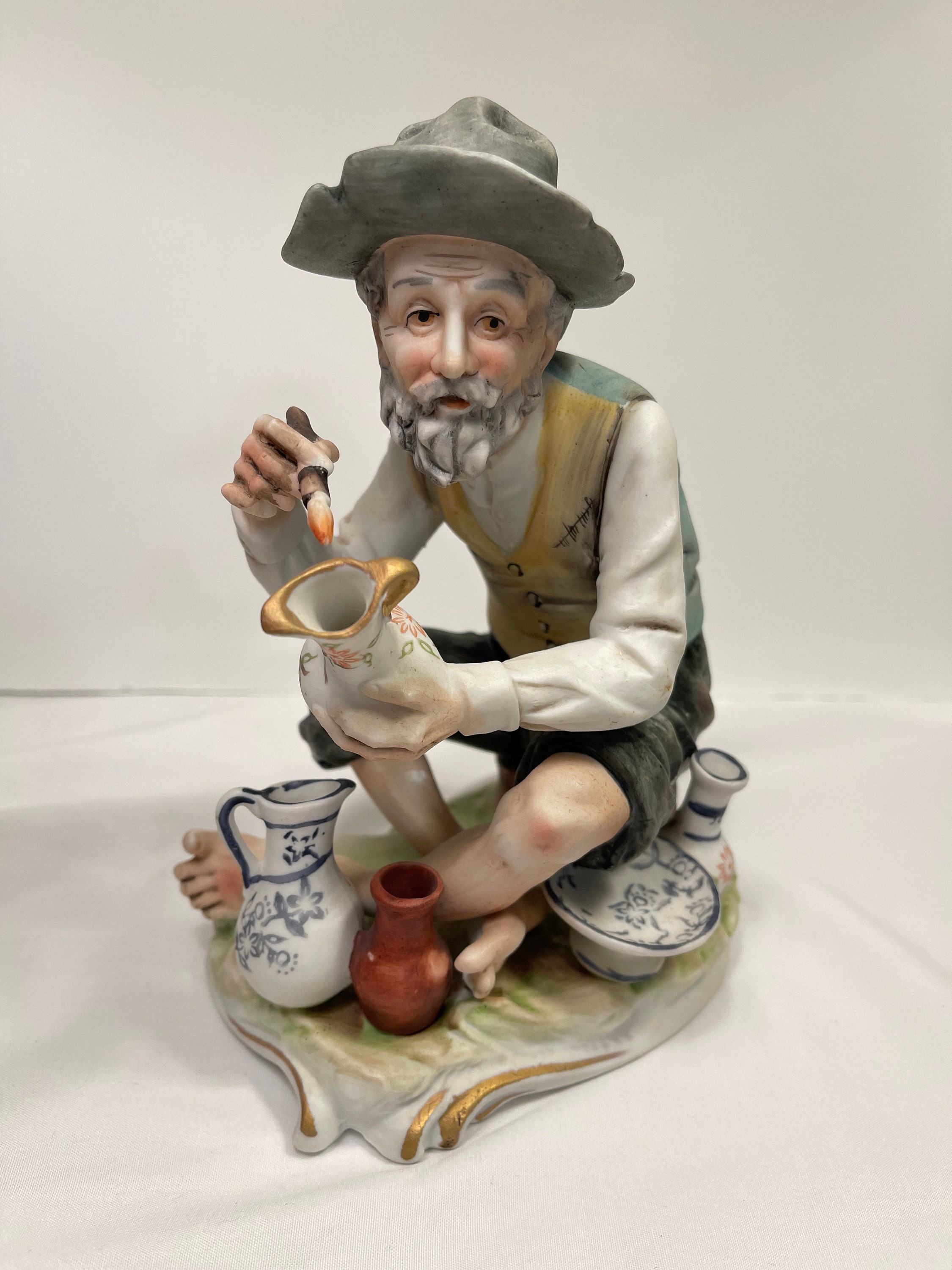Lefton China #5085 Bisque Man Painting Pottery - Etsy
