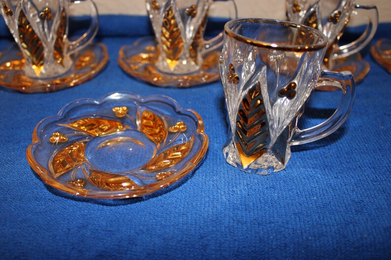 ADERIA Glass 12 piece Tea Set 6 cups/6 saucers with box | Etsy