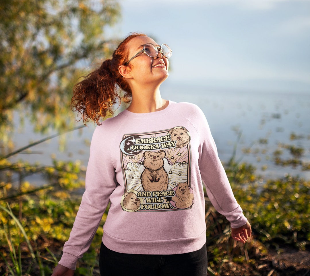 Embrace Quokka Way and Peace Will Follow Sweatshirt, 80s Vintage Pastel ...