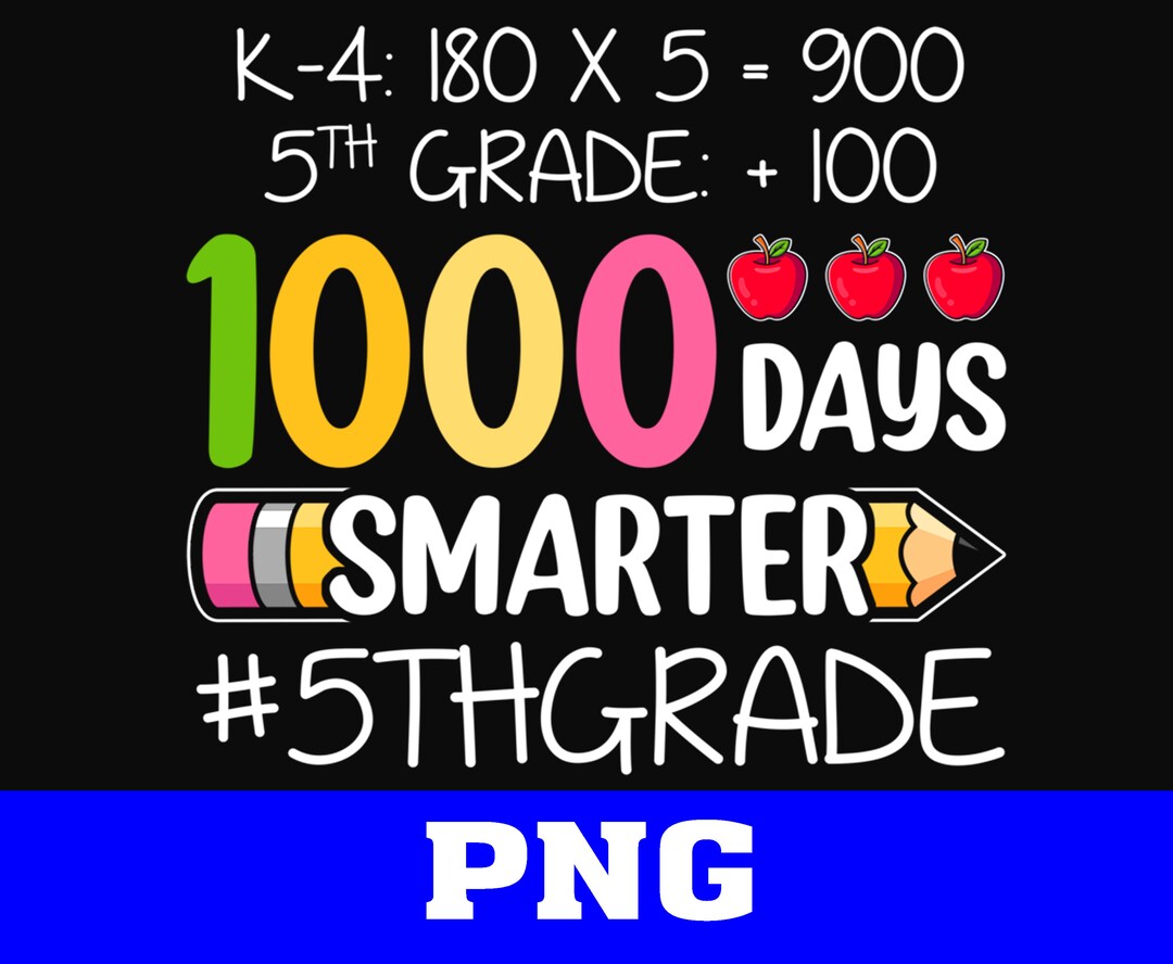 1000 Days Smarter, 5th Grade Teacher, 100 Days of School Png ...
