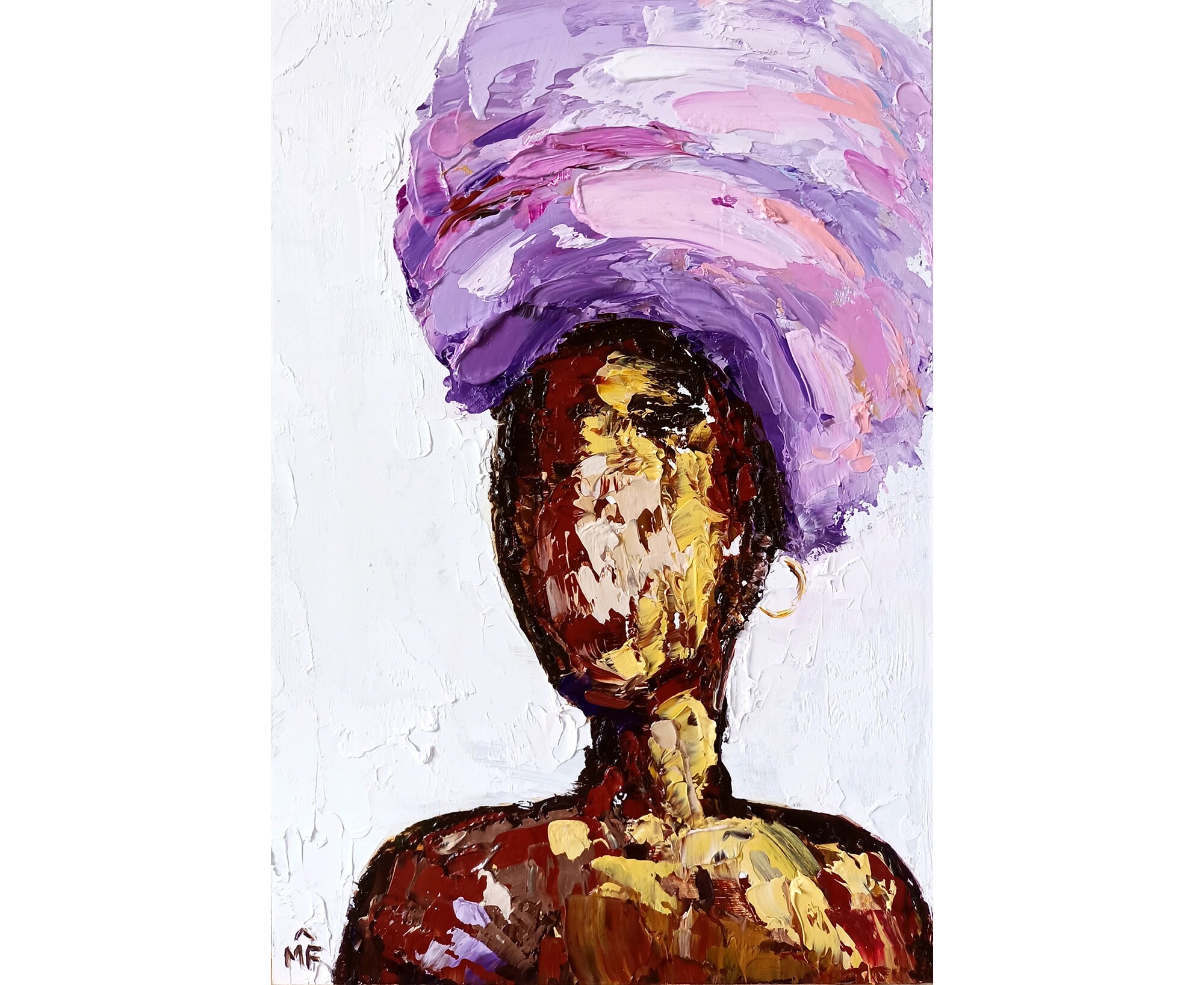 African Woman Painting Faceless Portrait Original Art African | Etsy
