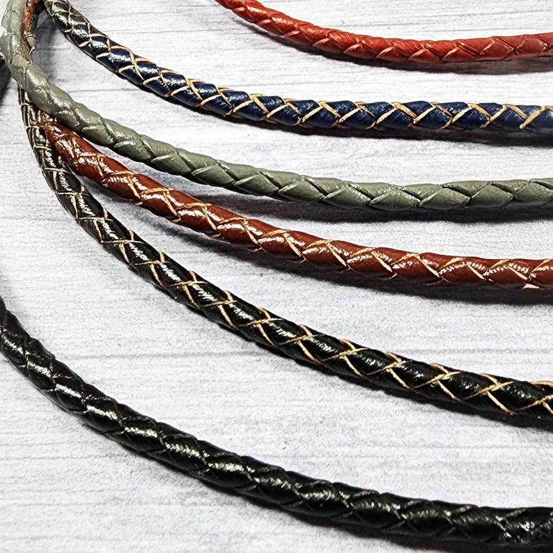 3mm Braided Leather Necklace With Silver Lobster Clasp and 2 Inch ...
