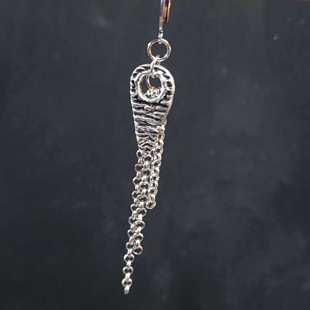 Mens Silver Dangle Earring With Chains, Mens Chain Earring, Surgical ...