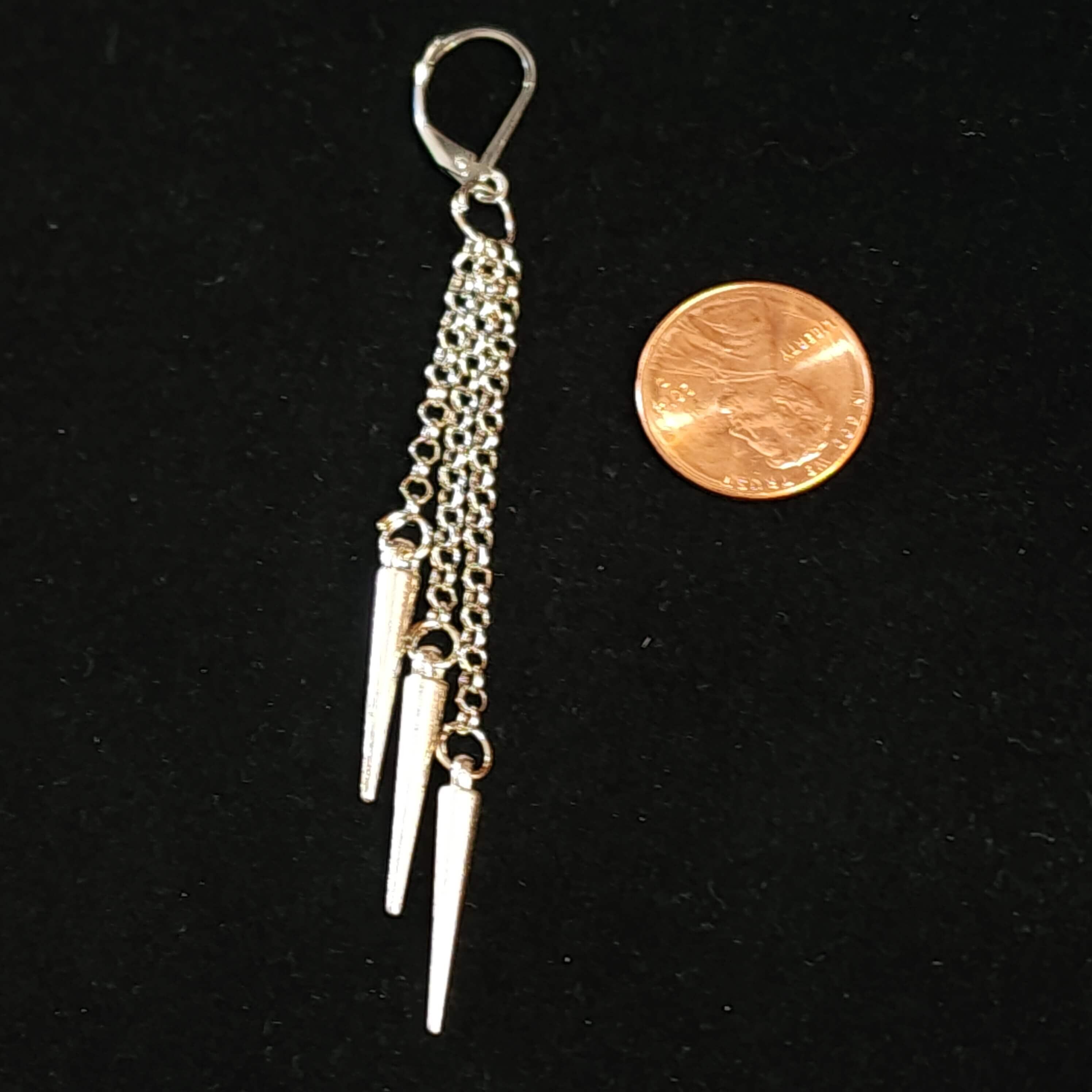 Mens Dangle Earring With Spikes and Chains, Unisex Chain Earring ...