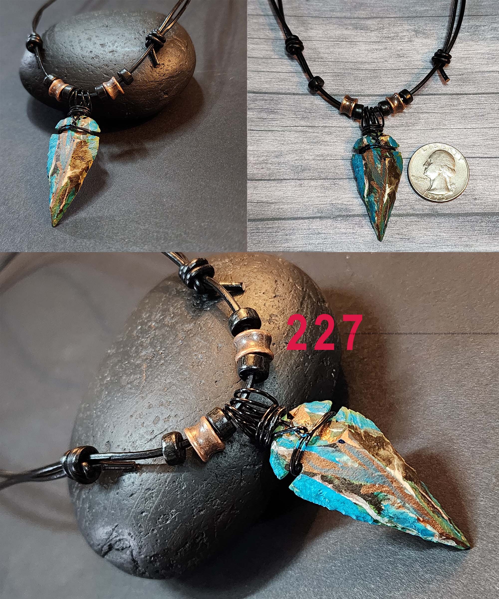 Mens Pendant Necklace Turquoise Arrow Head With Leather Adjustable Cord ...