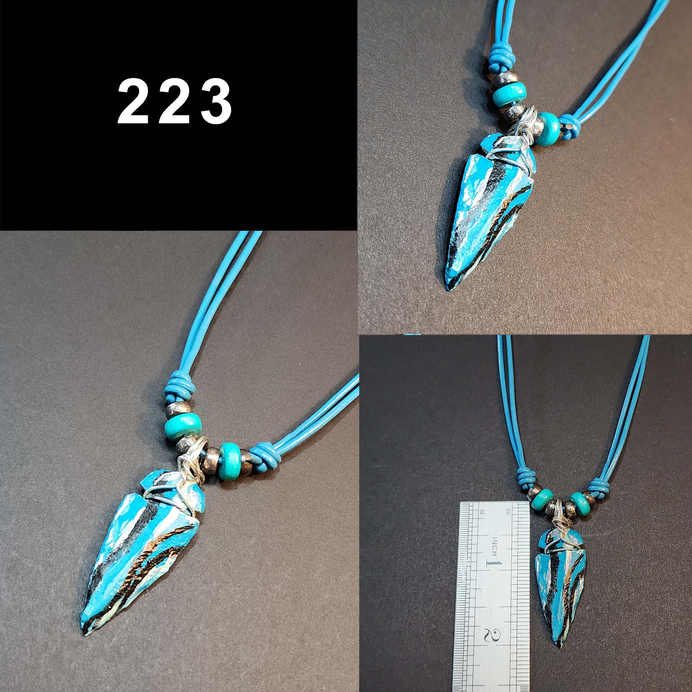Mens Pendant Necklace Turquoise Arrow Head With Leather Adjustable Cord ...