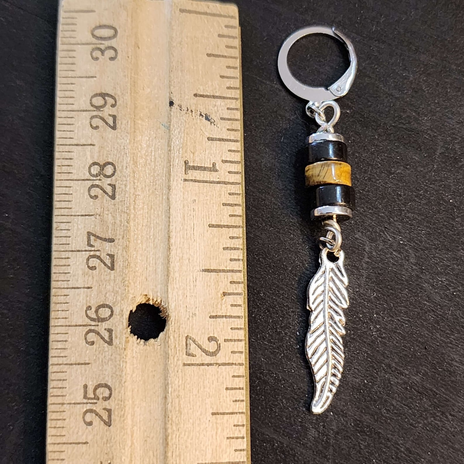 Feather Silver Earring Man | Black Onyx Long Earring Mens | Tigers Eye ...