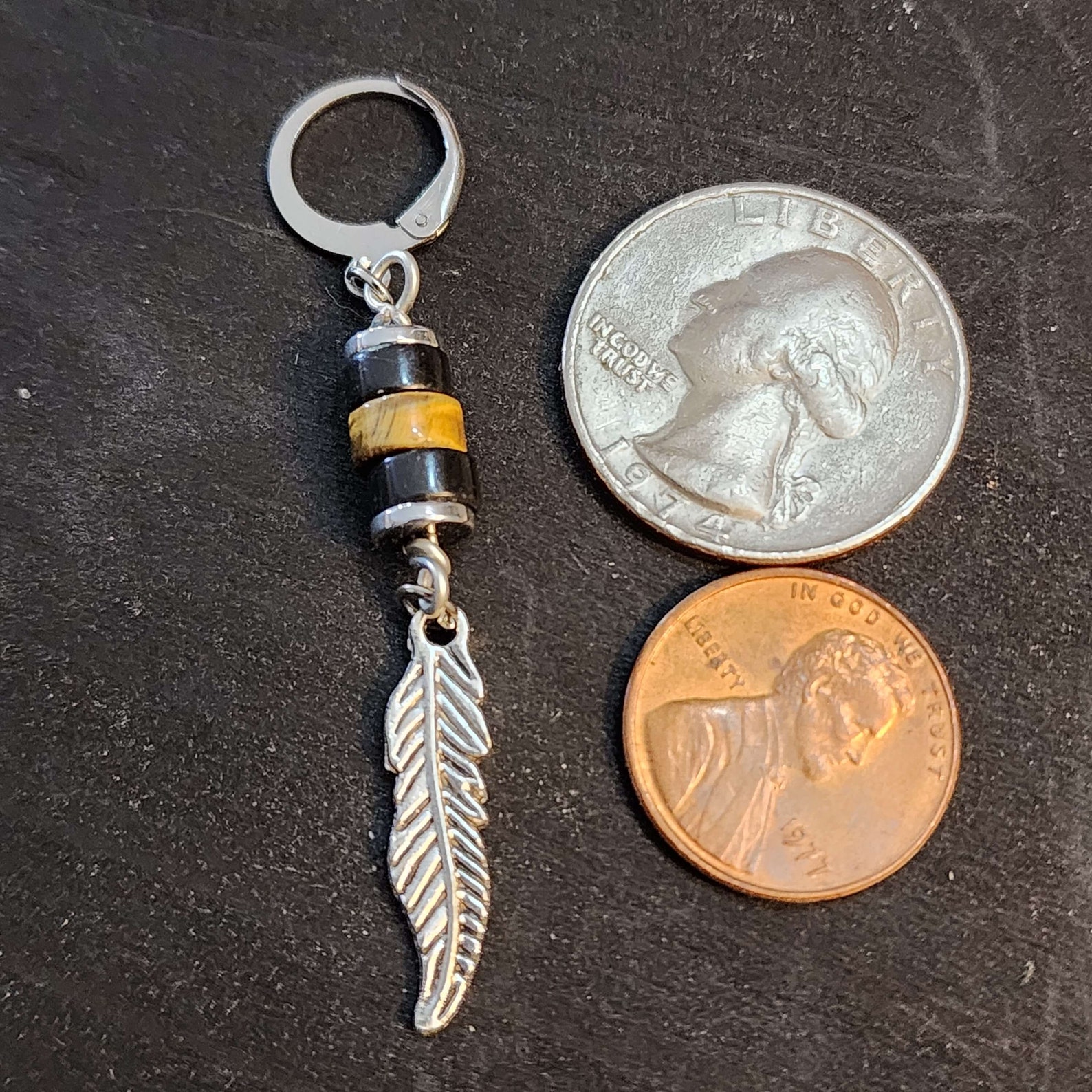 Feather Silver Earring Man | Black Onyx Long Earring Mens | Tigers Eye ...