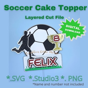 Soccer Cake Topper SVG File for Party Decorations | Futbol Design for ...