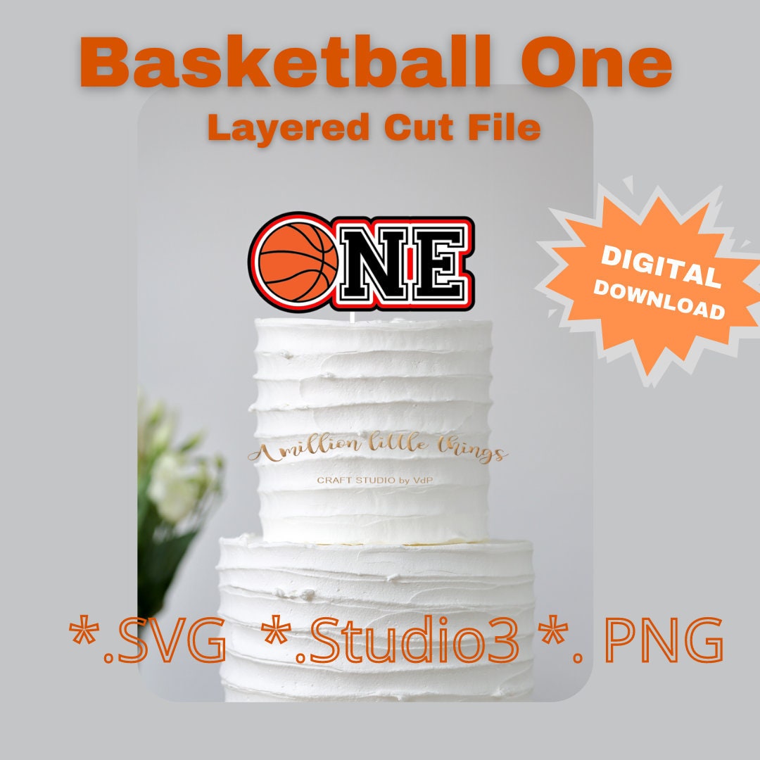 One Basketball SVG File for Cake Topper or Party Decorations Baloncesto ...