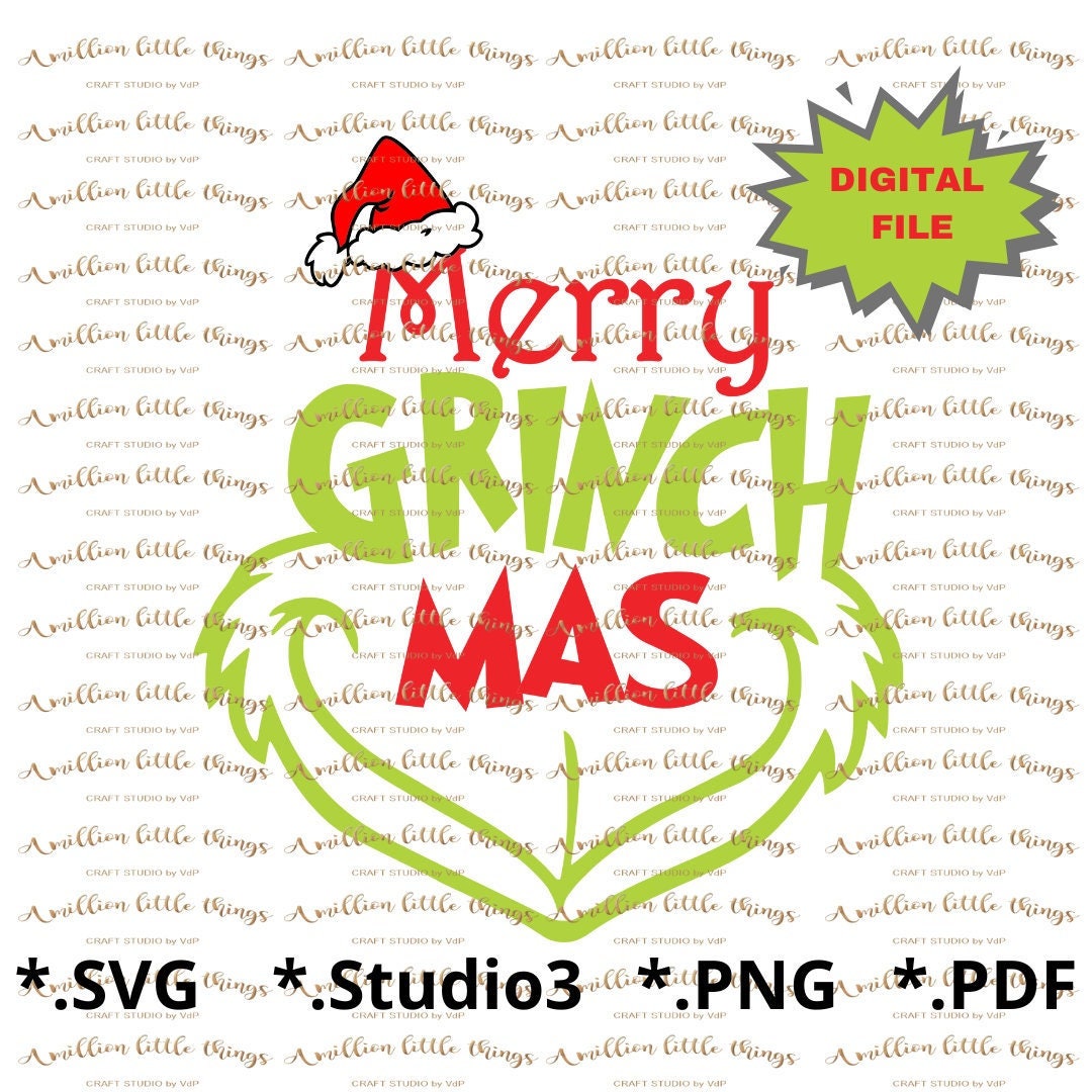 Merry Grinchmas Digital File Svg Layered Item, Clipart Vector Cut File ...
