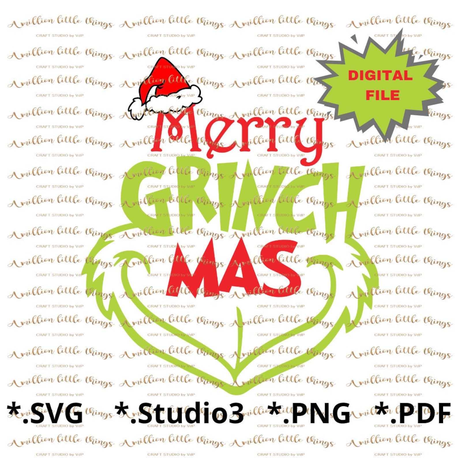 Merry Grinchmas Digital File Svg Layered Item, Clipart Vector Cut File ...