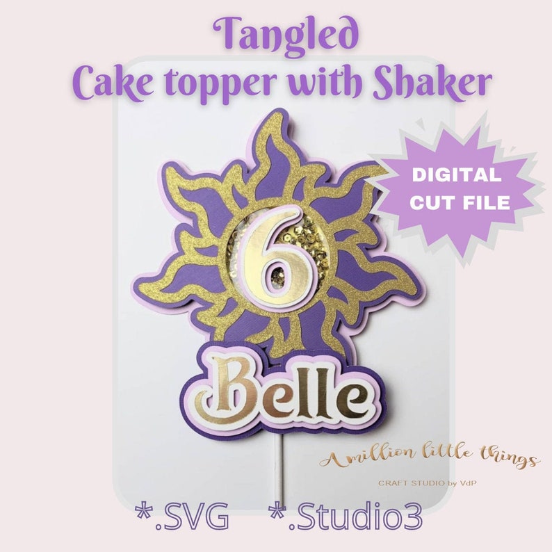 Tangled Shaker Cake Topper SVG File Rapunzel Svg Design for Cricut ...