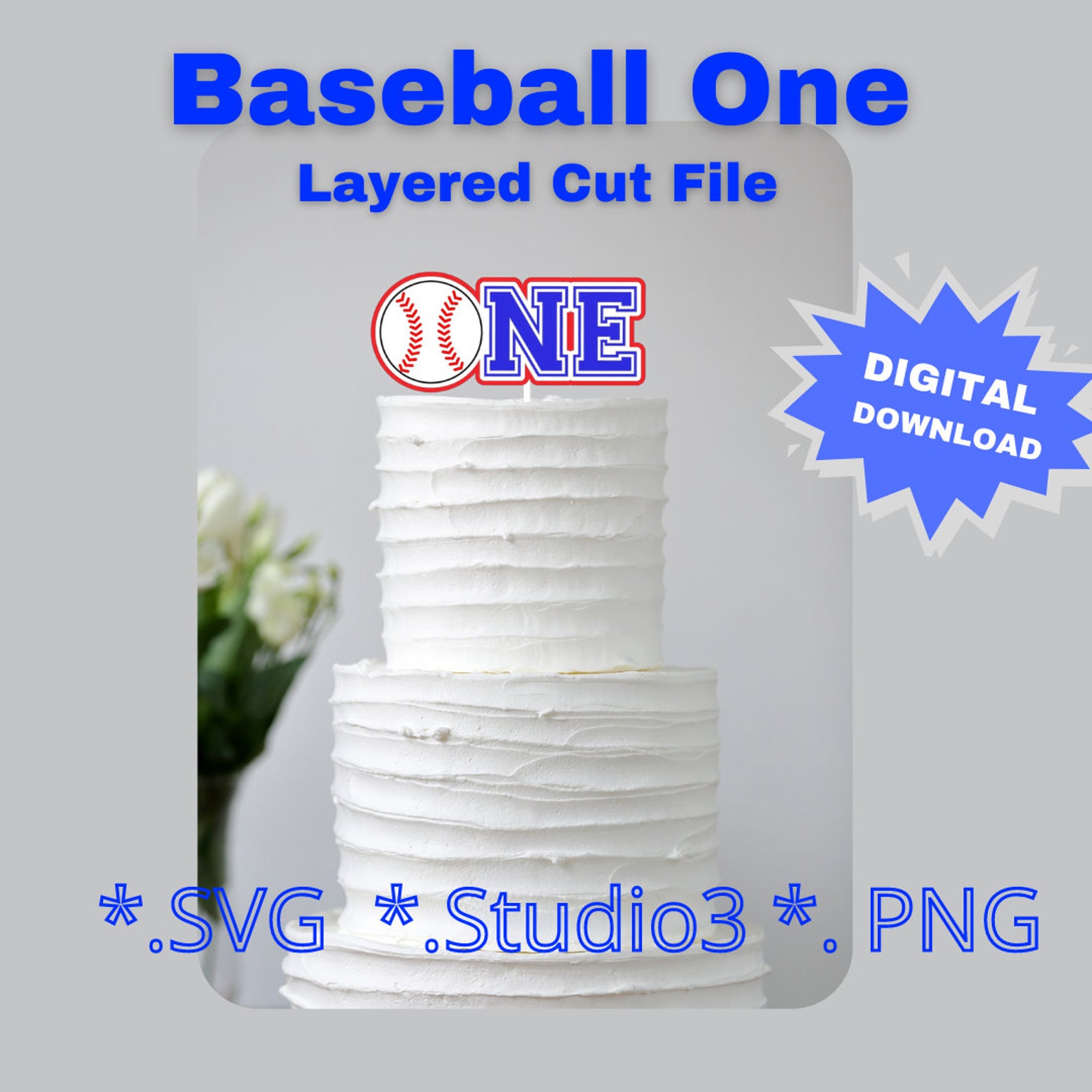 One Baseball SVG File for Cake Topper or Party Decorations - Etsy