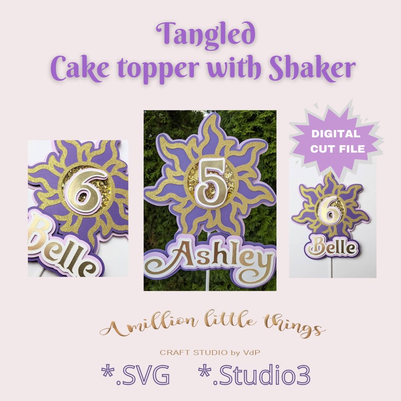 Tangled Shaker Cake Topper SVG File Rapunzel Svg Design for Cricut ...