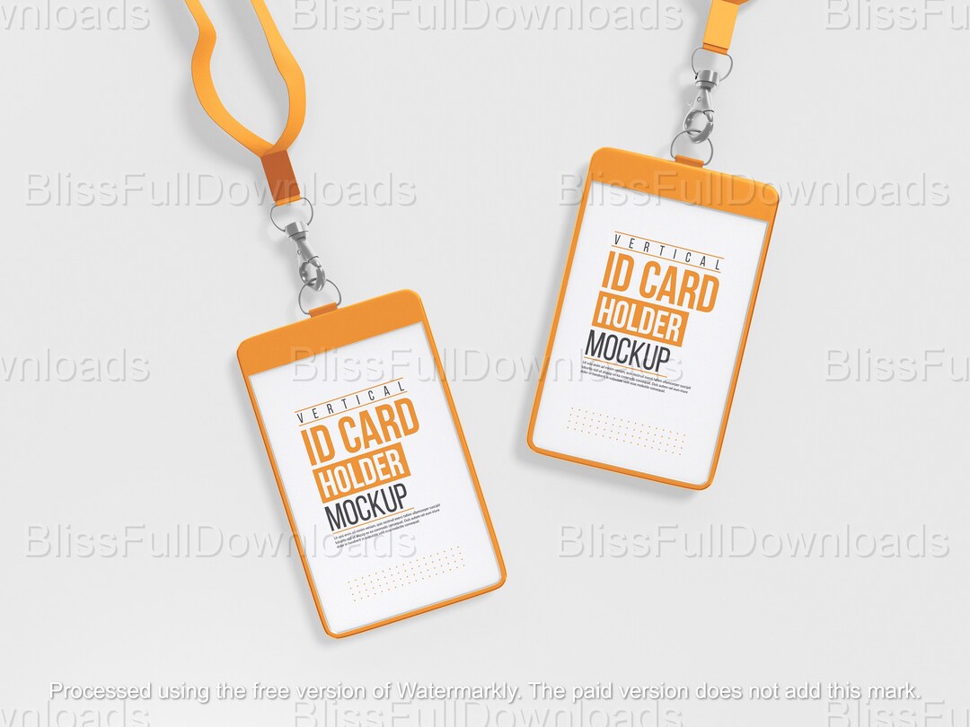 Vertical ID Card Holder, Pass Card Holder, Lanyard With Pouch Mockup ...