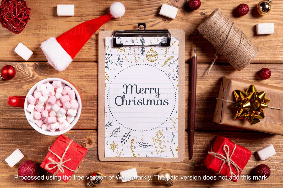 Christmas Clipboard Mockup, Winter Holidays Greeting Card Mock Up, Xmas ...