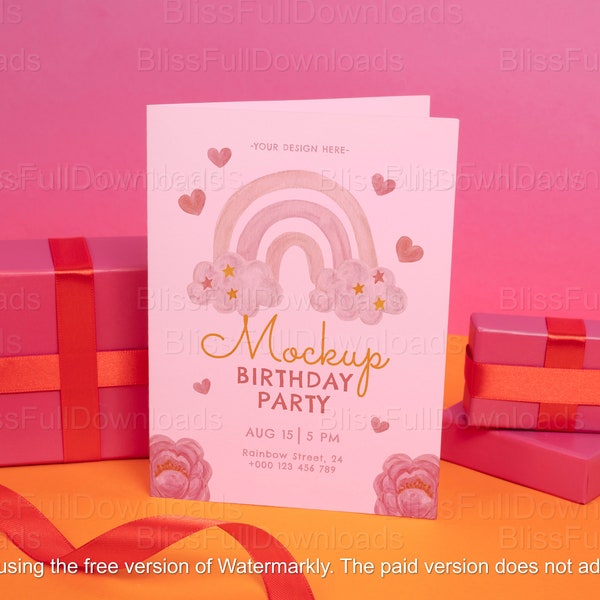 Printable Birthday Party Invitation Card Mockup Editable Template for ...